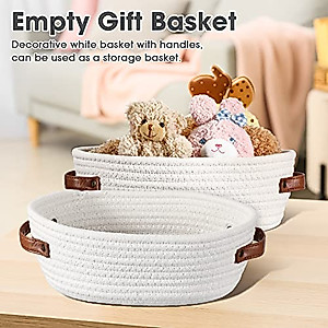 Geetery 4 Pcs Small Woven Basket Mini Cotton Rope Storage Basket with Handle Home Storage Basket for Organizing Cat Dog Toys Bin Cute Gift Baskets Empty for Nursery Room Kids Room