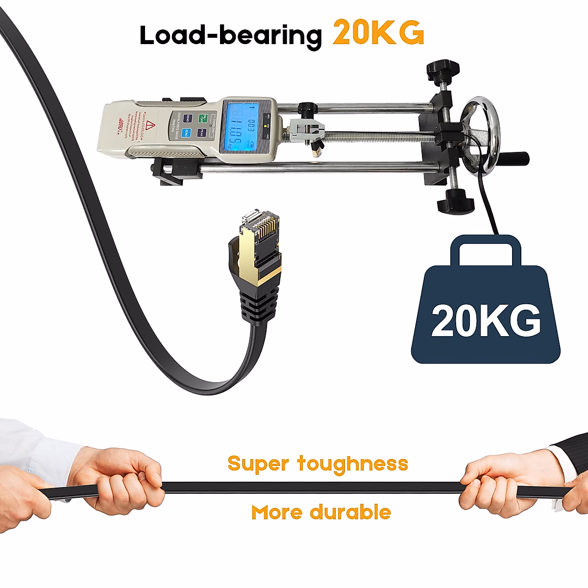 Ercielook CAT8 Ethernet Cable 100 ft High Speed, Shielded Flat Internet Cable with Clips, Weatherproof S/FTP UV Resistant for Router/Gaming/Modem - Black 30 M