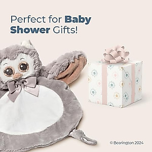 Bearington Baby Wee Owlie, 8 x 7 Inch Small Gray Owl Stuffed Animal, Woodland Nursery Decor, Security Blanket Lovey for Babies