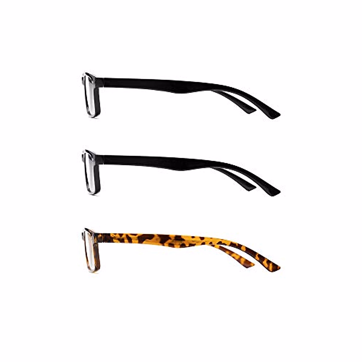 Readers Readers.com Fully Magnified Reading Glasses: The Cordon - 3 Pairs, Classic Rectangle for Women and Men - Black/Tortoise, 2.50
