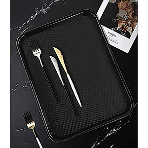 HOMMP Plastic Rectangular Fast Food Serving Trays, Set of 4