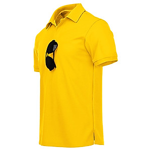 LLdress Yellow Polo Shirts for Men - Summer Casual Short Sleeve - Mens Collared Pullover Golf Shirts, M