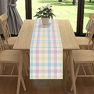 Linen Buffalo Check Plaid Spring Table Runner 72 Inches Long Farmhouse Spring Summer Easter Table Decoration for Home Kitchen Dining Room