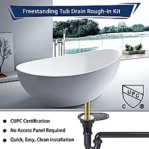 Upgrade Freestanding Tub Drain Rough-in Kit for Freestanding Bathtub, with Brass Pipe and ABS Pipe - CUPC Certification