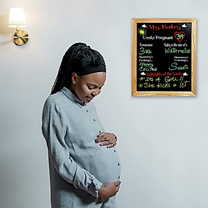 2 in 1 Reversible Monthly Baby Milestone Board & Pregnancy Baby Milestone Chalkboard | Baby Board | Baby Monthly Chalkboard Sign | Pregnancy Announcement | Baby Bump | Gift Mom Baby Shower | 12" x 16"