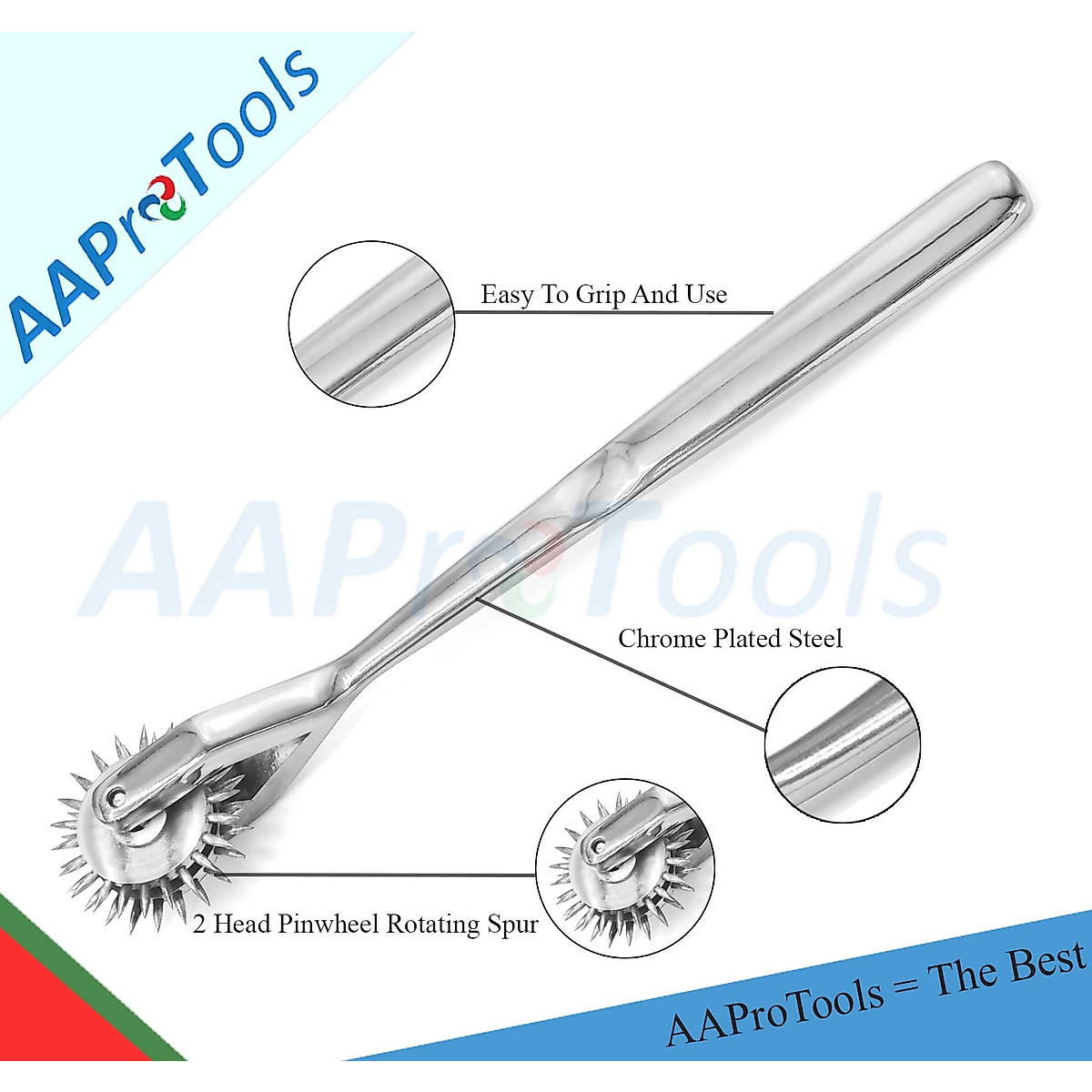 AAProTools Set of 7 Pcs Diagnostic Neurological Wartenberg Sensory Pinwheel Pin Wheel 1, 2, 3, 4, 5, 7, 10 Head