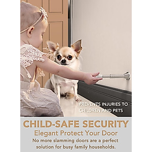 12 Pack Door Stoppers, Extended from 3-Inch to 4inch Spring Door Stop with Rubber Bumper Tips, Prevents Wall &Door Damage, Satin Nickel Finish (Silver)…