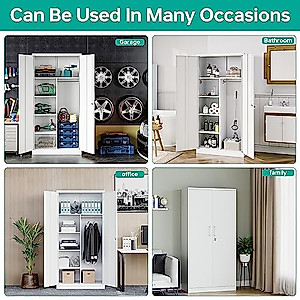 SISESOL Metal Storage Cabinets Locker with Locker Shelf, 71" Armoire Wardrobe Closet with Hanging Rod Storage Locker, Wardrobe Cabinet for Bathroom Storage Cabinet with Doors Lockers for Employees