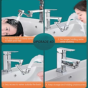 1080° Rotating Faucet Extender for kitchen faucet extension with 2 Water Outlet Modes, Universal Swivel Faucet Attachment, Multifunctional Splash Filter Robotic Arm Splash Filter Faucet Dual mode