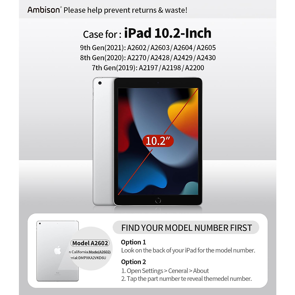 Ambison Compatible with iPad 9th/8th/7th Generation Case 10.2 2021/2020/2019 with 9H Tempered Glass Screen Protector,Push Popit Fidget Case with Pencil Holder Kickstand&Shoulder Strap-Rainbow