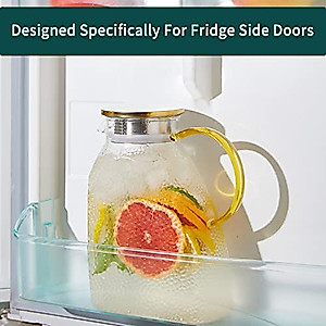Fridge Pitcher, 64 oz/1800ml Glass Pitcher With Lids for Fridge, Ice Tea Pitcher, Great for Juice, Milk, Coffee, Lemonade - Heat Resistant Borosilicate Glass Jug