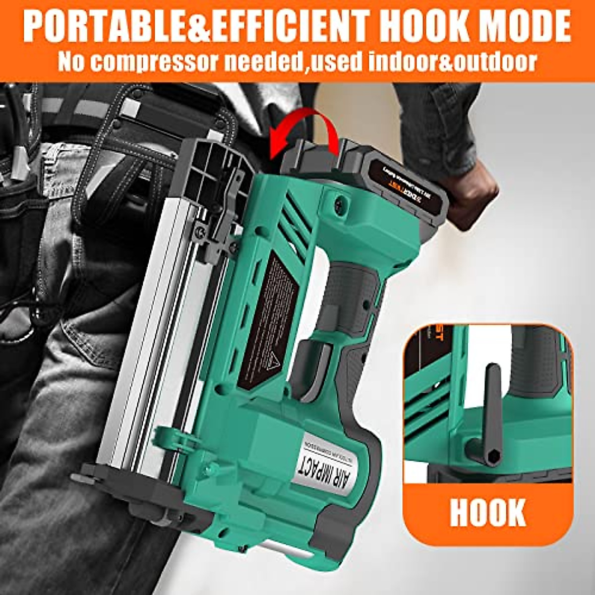 ENERTWIST 20V Cordless Brad Nailer 18 Gauge Nail Gun Battery Powered Including 2.0Ah Li-ion Battery 2 in 1 Cordless Nail/Staple Gun w/Lithium-Ion Battery for Upholstery, Carpentry,Woodworking