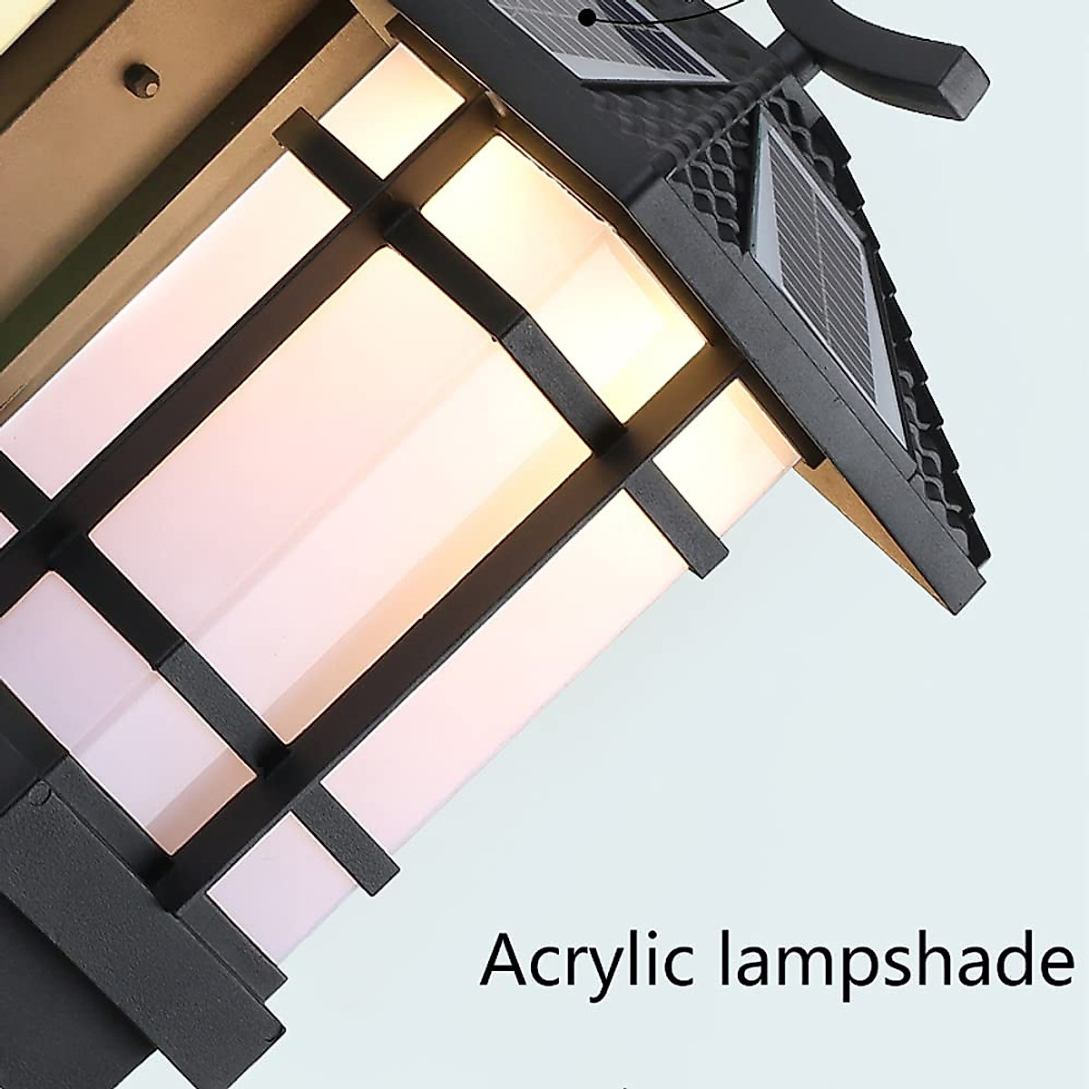 CHENBAI Rectangle Solar Powered Wall Lantern Chinese Style Outdoor LED Wall Lamp Creative AluminumWaterproof Porch Lights Lighting Fixture for Courtyard Garden Entrance Terrace Home