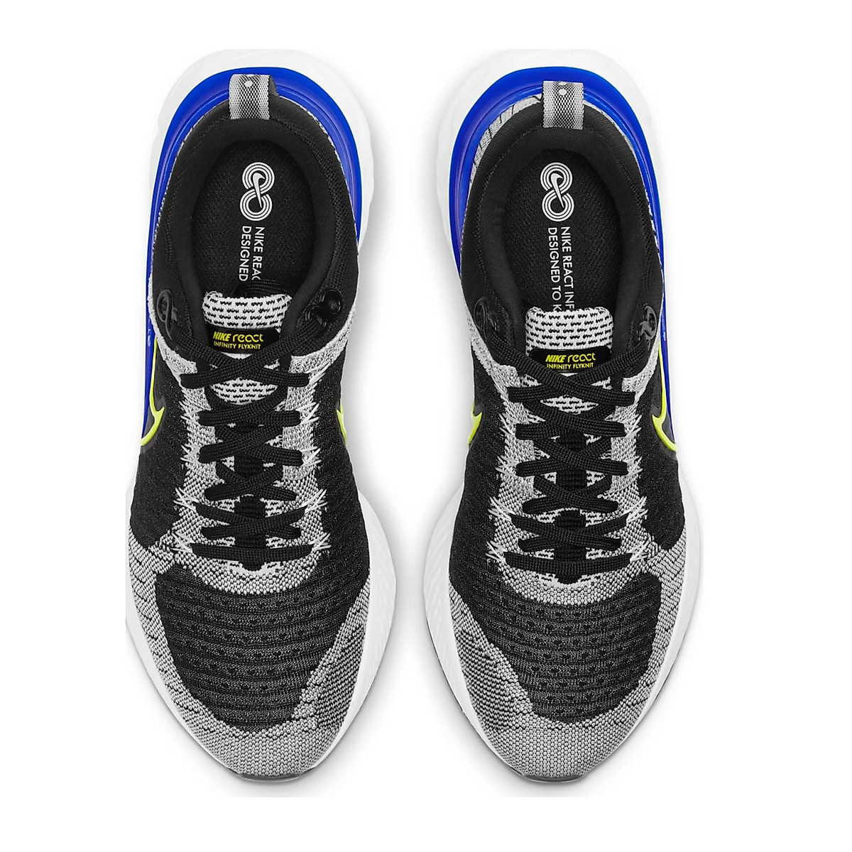 Nike Mens React Infinity Run Flyknit 2 (White/Cyber-Black-Racer Blue) Size 11.5