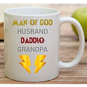 Christian Believers Gift, Ideal Gift for a Grandfather - Man Of God Prayers, Navy Multicolor Unisex Sweat 11 Oz White Ceramic Coffee Mug