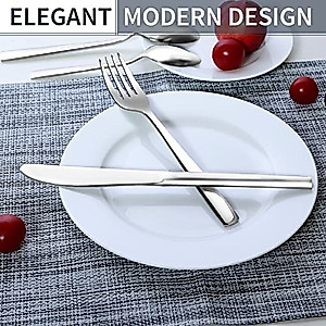 Flatware Set for 8, 40 Piece Silverware Set Premium Stainless Steel Square Cutlery Set Include Fork Spoon Knife Kitchen Tableware Utensil Set, Smooth Thickened Edge Mirror Polished, Briout