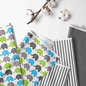 Bacati - Toy Chest Playful Elephants Aqua/Lime/Grey