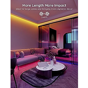 Govee 130ft LED Strip Lights, Bluetooth RGB LED Lights with App Control, 64 Scenes and Music Sync LED Lights Strip for Bedroom, Living Room, Party, ETL Listed Adapter (2 Rolls of 65ft)