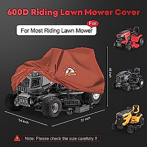 Zettum Riding Lawn Mower Cover - Lawn Tractor Cover Waterproof & Heavy Duty, 600D Outdoor Mower Cover Universal fit with Storage Bag for John Deere, EGO, Toro, Craftsman, Husqvarna, Honda and More