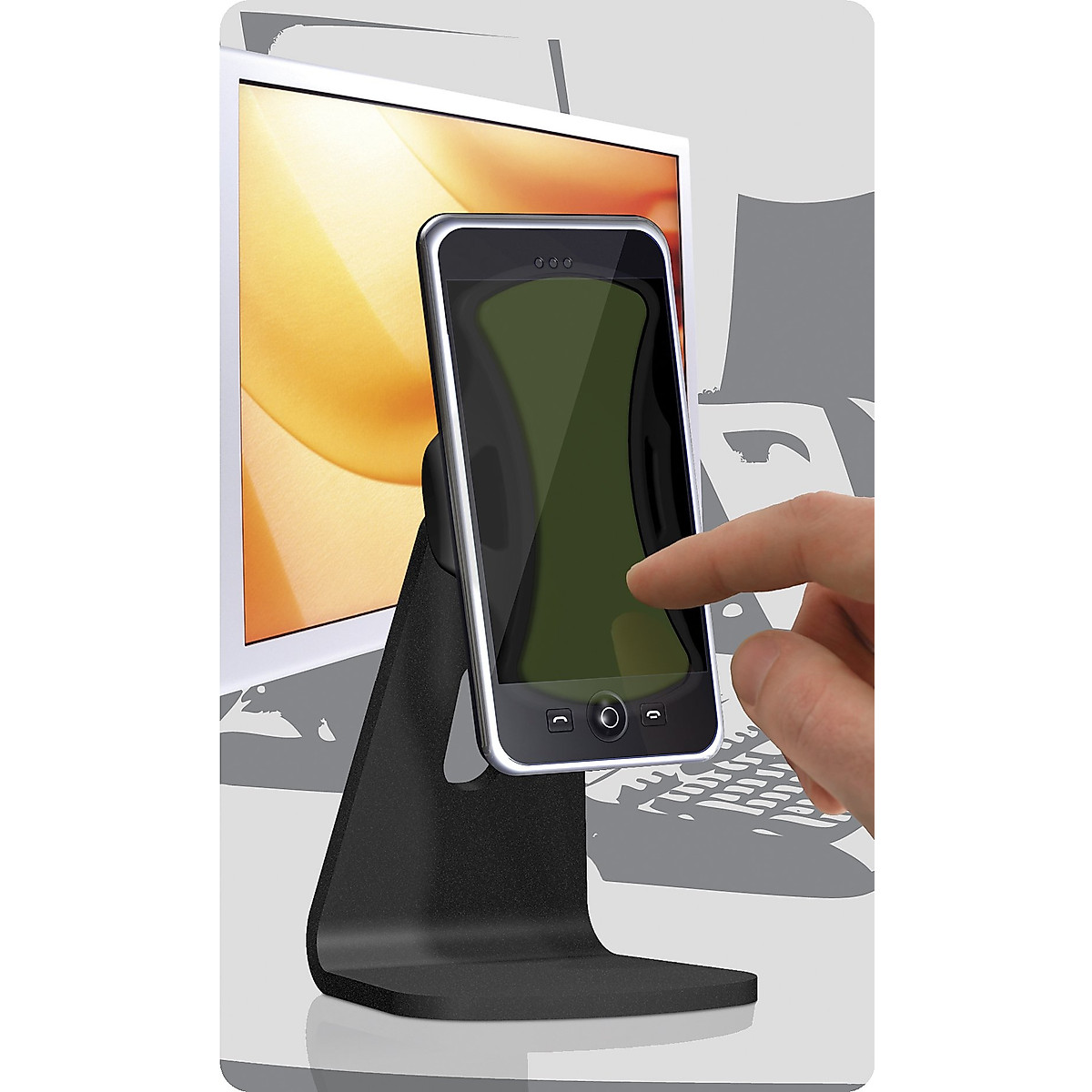 Clingo Universal Podium for iPod, iPhone and Other Mobile Devices - Holster - Retail Packaging - Black
