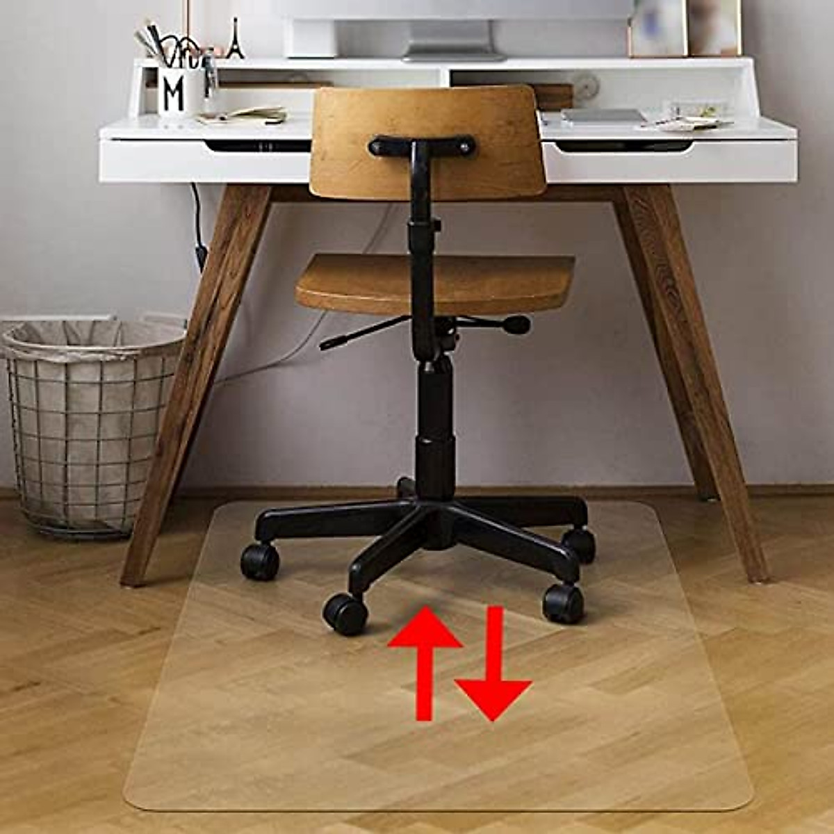 Clear PVC Desk Chair Mat 1.5mm Floor Mat,PVC Transparent Office Computer Floor Protector Non-Slip Durable,Furniture Wooden Floor Protector for Home Office,65/75/85/95/105/115cm Wide for Office & Home