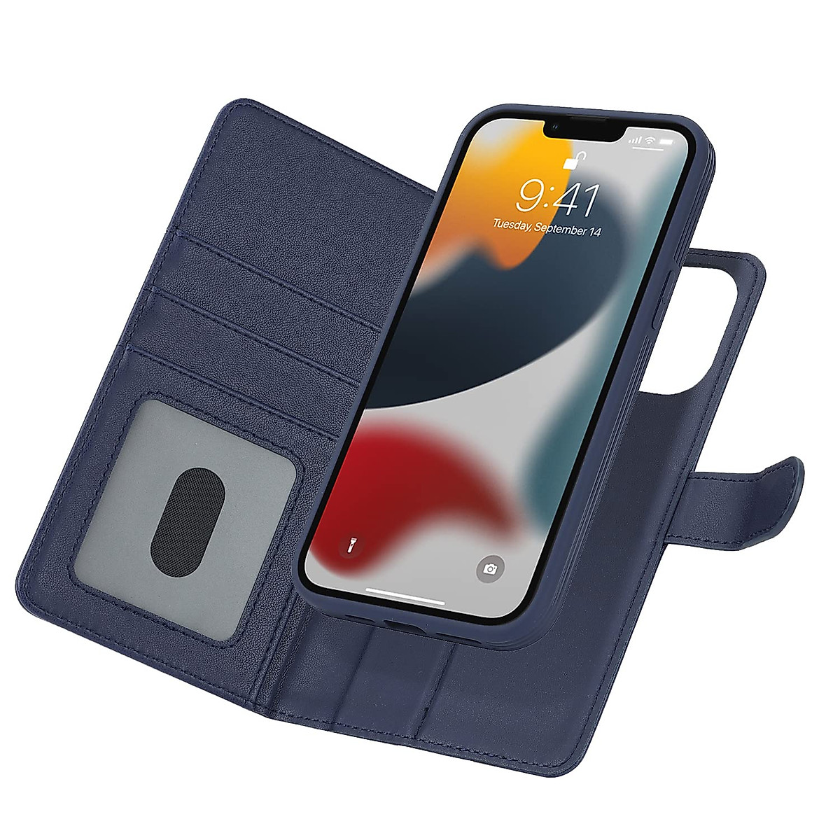 Cavor for iPhone 13 Pro Wallet Case for Women Men,Compatible with Magsafe Case,for iPhone 13 Pro Phone Case Wallet with Card Holder and Stand, Detachable Magnetic Leather Flip Cover,Blue