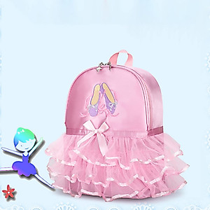 Yitengteng Princess Ballerina Backpack Dance Bag for Toddler Girls Nylon Backpack (Pink dance shoes)