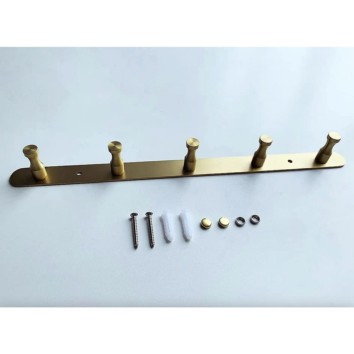 Estrend Key Holder for Wall Bronze Coat Rack Wall Mount Towel Racks for Bathroom Stainless Steel Brushed Gold Coat Rack with 5 Hooks, 15" - for Entryway, Living Room, Hotel