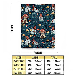 Cute Gnome Mushroom Blanket Super Soft Warm Flannel Throw Blanket Fleece Blanket Throw for Sofa Couch Bed for All Season (Cute Gnome Mushroom , 50"x40")