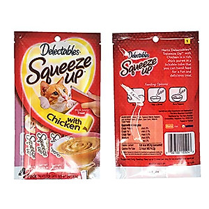 Delectables Hartz Squeeze Up Cat Treats Variety 4 Pouch Bundle of 2 Flavors; 2 Pouches of Each Flavor (2.0 oz Each) (Chicken, Tuna & Shrimp)