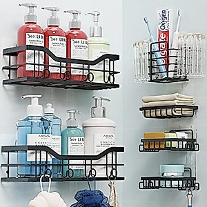 Z&L HOUSE 6 Pack Shower Caddy Organizer, Adhesive Shower Shelves with 1 Cup Holder, 3 Soap Holder, Extra Large Capacity No Drilling Shower Shelf for Inside Shower