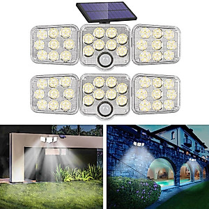 Solar Motion Lights Outdoor 2 Packs, Solar Flood Light with Remote, Solar Security Lights, Security Pendant Light Kits for Indoor Home Shed Gazebo Porch, with Adjustable Solar Panel and 15.4Ft Cord