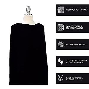 Covered Goods-Nursing Covers for Women, Multipurpose Scarf for Breastfeeding, Baby Carrier Cover and Styling Cloth with Unique Patterns(Black)