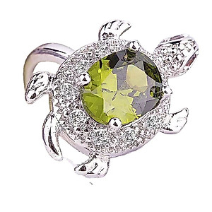 LRGKMCWTOB Vintagel Emerald green Sea Turtle Animal Ring 925 Sterling Silver Animal Turtle Zircon Emerald Engagement Wedding Anniversary Beach Wave Vacation Women's Precious Jewelry (Size 6)