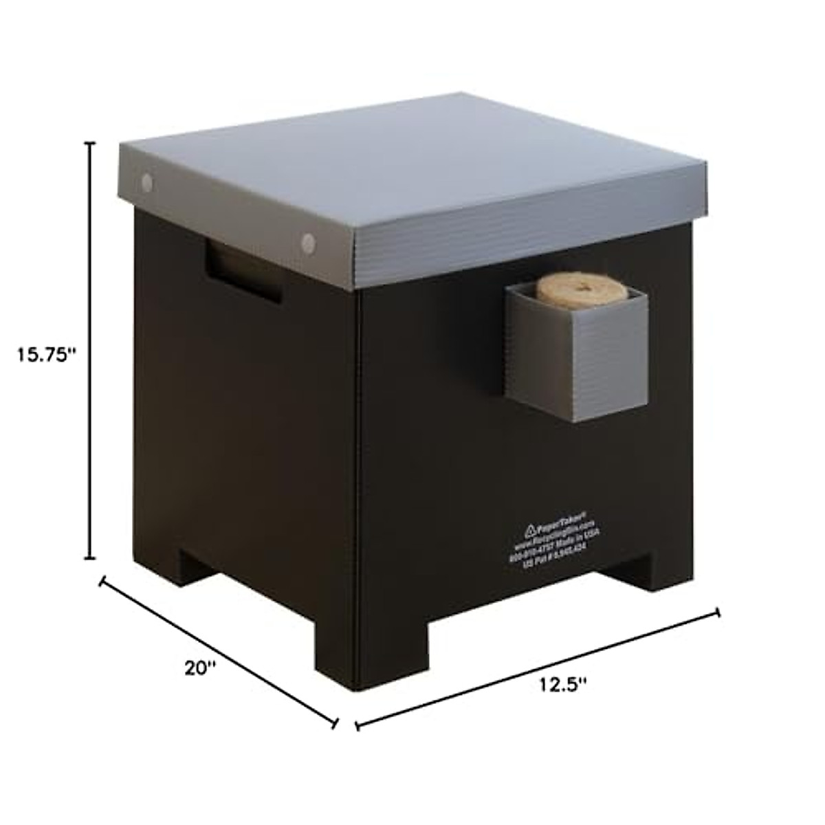 Recyclingbin.com PaperTaker® Newspaper Recycle Bin Black and Silver