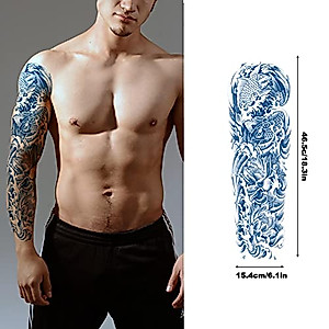 Aresvns Semi Permanent Sleeve Tattoo for Men and women, Realistic Temporary Tattoos Japanese Full Arm Waterproof & Long-Lasting 2-3 Weeks (pattern01) Christmas Gift