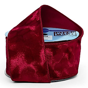 2 1/2" X 10 Yards Brushed Velvet Wired Ribbon,Crimson Red, Roll 1