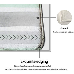 DERTYV 2 Pcs Kitchen Rug Set, Mint Green Gray Watercolour Stripes Non-Slip Kitchen Mats and Rugs Soft Flannel Non-Slip Area Runner Rugs Washable Durable Doormat Carpet