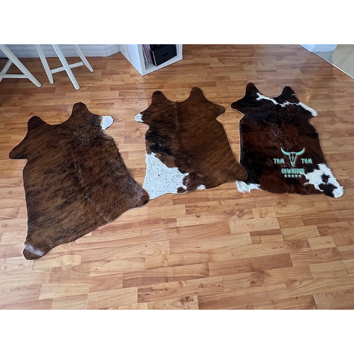 Cowhides Calfskin Cowhide Rug Leather Area Rug Set (3) Mini Cowhide
