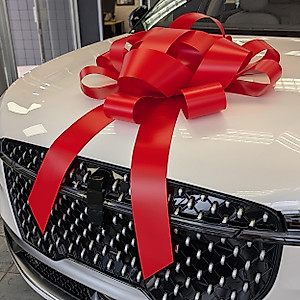 CarBowz Big Red Car Bow, Giant Bow, Non Scratch Magnet, Weather Resistant Vinyl, Fully Assembled