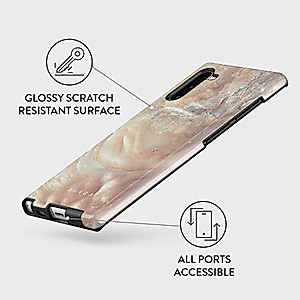 BURGA Phone Case Compatible with Samsung Galaxy Note 10 - Hybrid 2-Layer Hard Shell + Silicone Protective Case -Nude Shades Marble Brown Seashell Pearl Serene - Scratch-Resistant Shockproof Cover