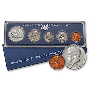 1966 P Special Mint Set - Five Coins in Sealed Case with Original Packaging and Struck at the Philadelphia Mint: SMS US Mint Brilliant Uncirculated