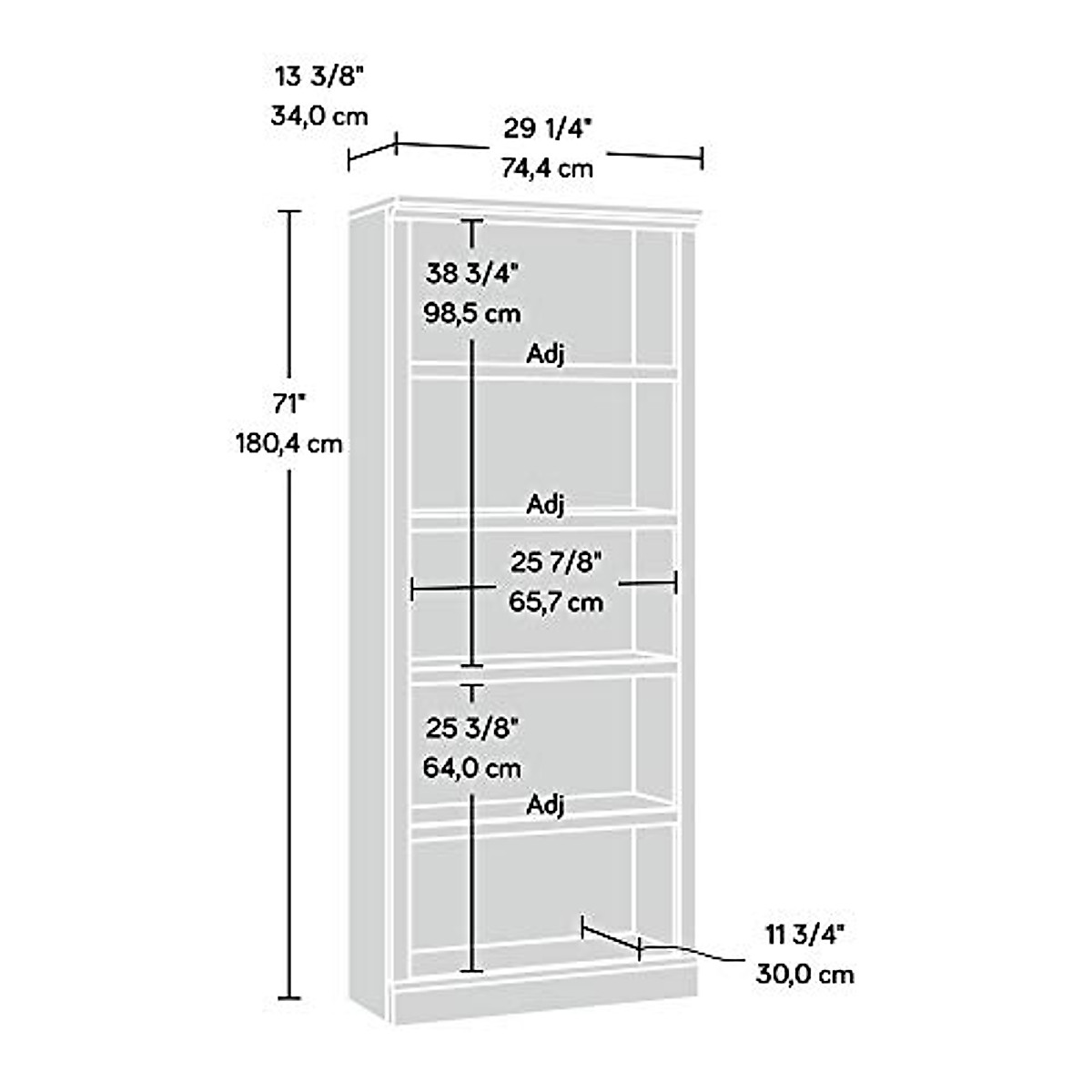 Sauder East Canyon 5 Shelf Bookcase, Craftsman Oak finish