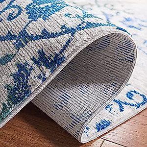 SAFAVIEH Aria Collection Area Rug - 8' x 10', Grey & Green, Boho Floral Damask Distressed Design, Non-Shedding & Easy Care, Ideal for High Traffic Areas in Living Room, Bedroom (ARA134F)