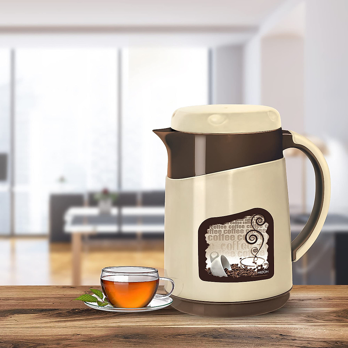 MILTON Viva Tuff 750 Insulated Jug, 760 ml, Brown | Food Grade | Easy Grip | Hot & Cold | Leak Proof | Odour Proof