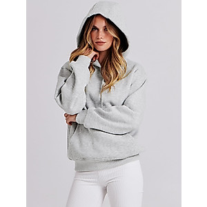ANRABESS Women's Oversized Fleece Hoodies Basic Pullover Sweatshirt Fall Fashion 2025 Outfits Trendy Y2k Teens Preppy Clothes Heather Gray-L