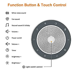 White Noise Machine, Sleep Sound Machine with 30 Soothing Sounds, 7 Color Baby Night Lights, Full Touch Control, Timer and Memory Features, Plug in, Sound Machine for Baby, Adults