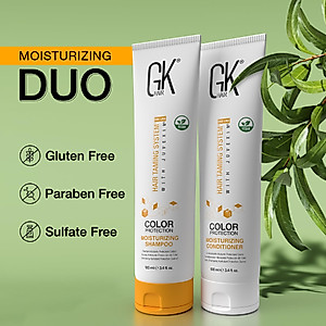 GK HAIR Color-Treated Moisturizing Shampoo & Conditioner 3.4 fl oz Duo – Sulfate-Free Hydrating Set for Color Protection, Frizz Control & Deep Nourishment