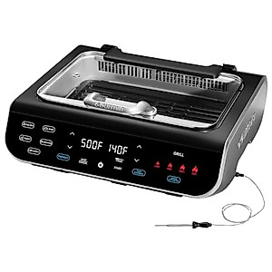 FoodStation Smokeless Grill, Griddle & Air Fryer with with Smoke Extracting Technology, 6 One-Touch Cooking Functions, Extra-Large Nonstick Cooking Surface, and Integrated Temperature Probe