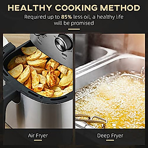 HOMCOM Air Fryer, 1700W 6.9 Quart Air Fryers Oven with 360° Air Circulation, Adjustable Temperature, Timer and Nonstick Basket for Oil Less or Low Fat Cooking